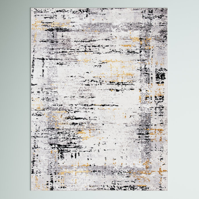 Steelside™ Acosta Gray/Gold/Black Rug & Reviews | Wayfair