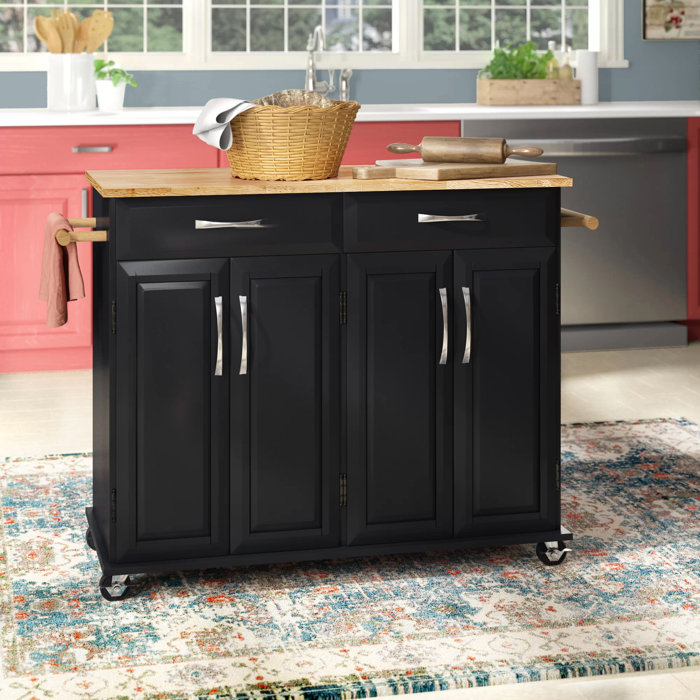 Red Barrel Studio® Pinkston Wood Kitchen Cart & Reviews | Wayfair