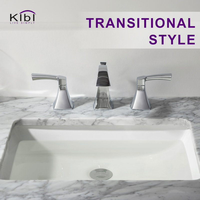 KIBI USA Pyramid Widespread Faucet 2-handle Bathroom Faucet with Drain ...