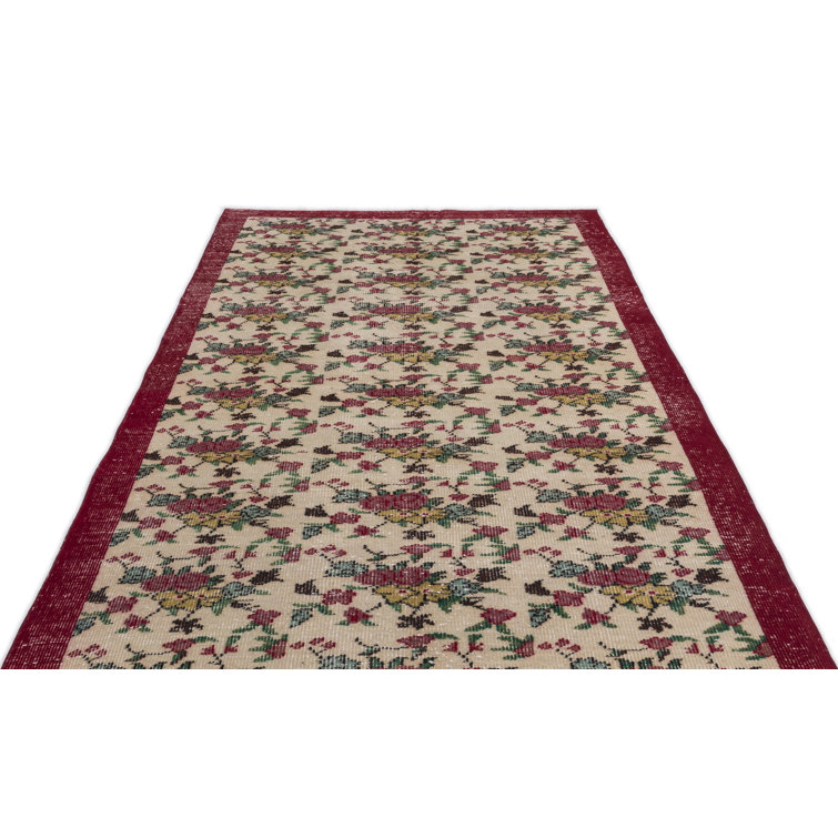 Rosalind Wheeler Amaijah Handwoven Wool Cream/Red Rug | Wayfair.co.uk