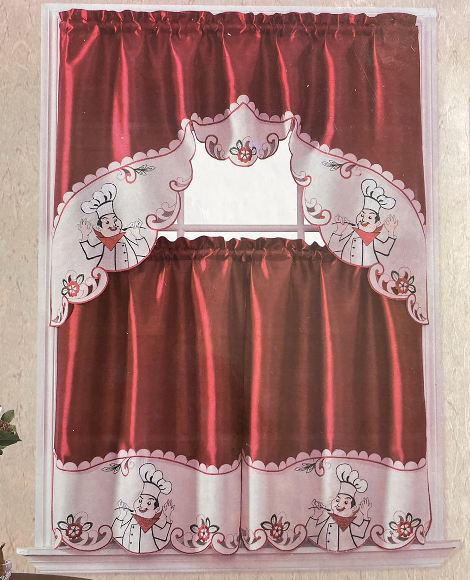 Home Mart Goods Floral Ruffled 60'' Kitchen Curtain | Wayfair