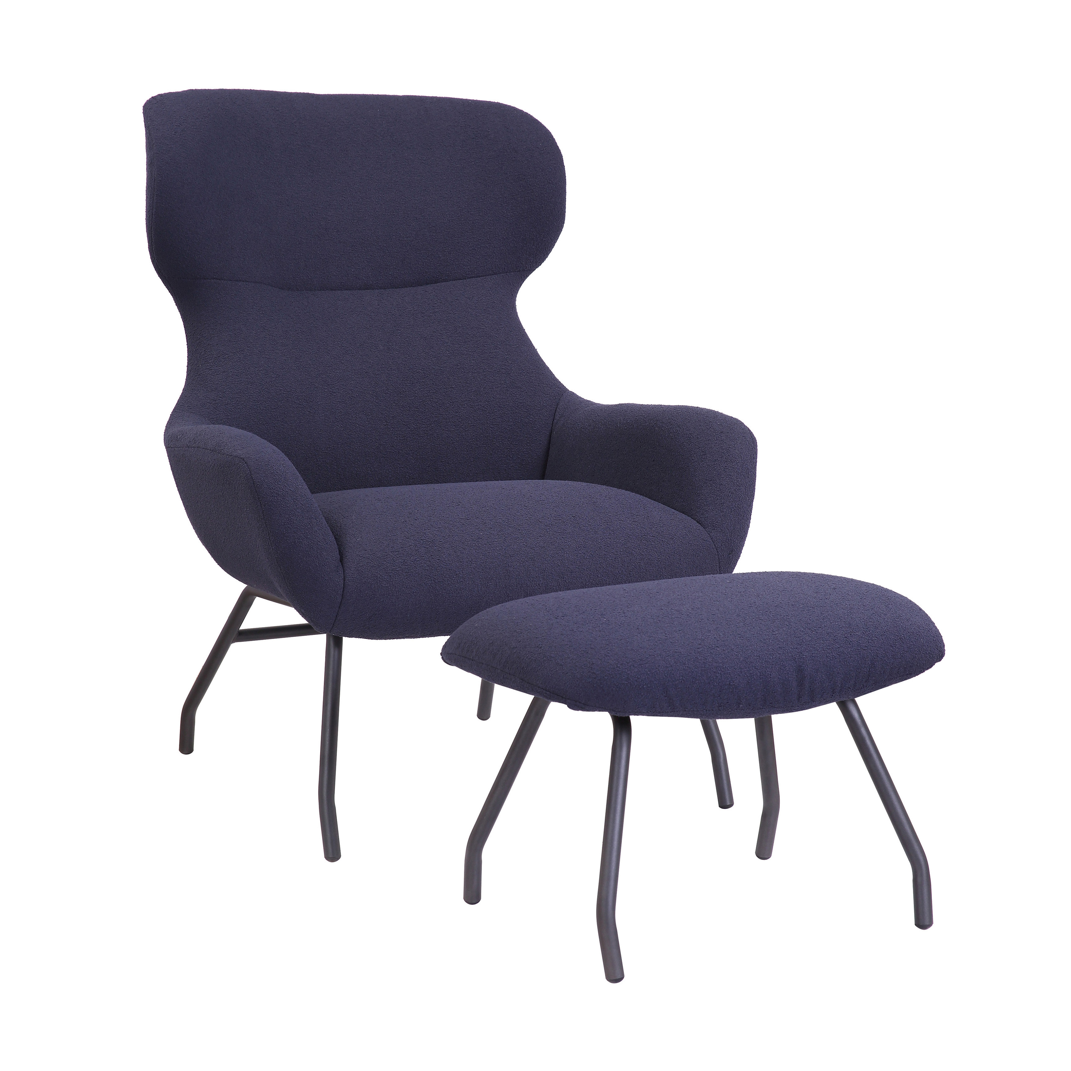 George Oliver Autry Fabric Wingback Accent Chair and Ottoman Set with ...