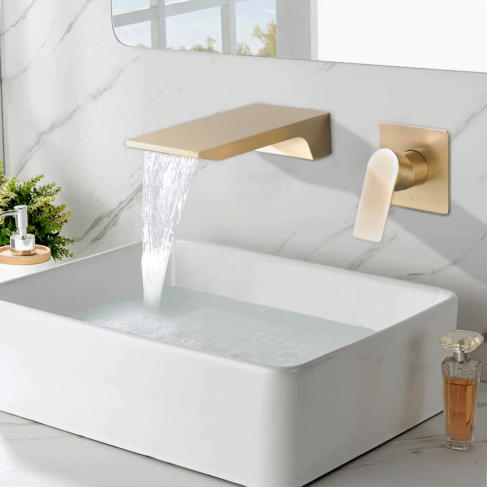 CERYPSA Wall Mount Waterfall Bathroom Sink Faucet | Wayfair