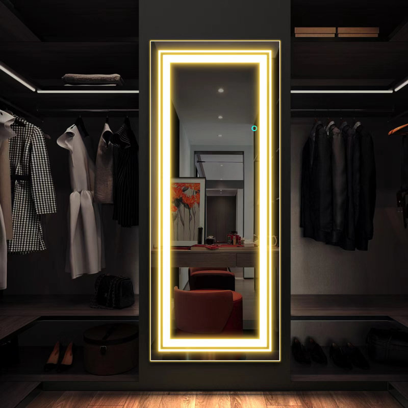 Wrought Studio Daivian Rectangle LED Metal Wall Mirror | Wayfair