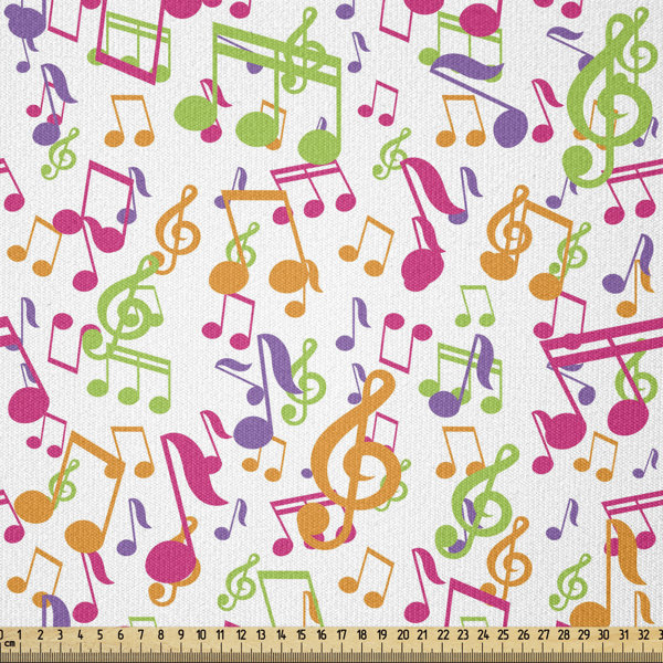 Bless international Music Fabric By The Yard, Inspirational Sound Vibes ...