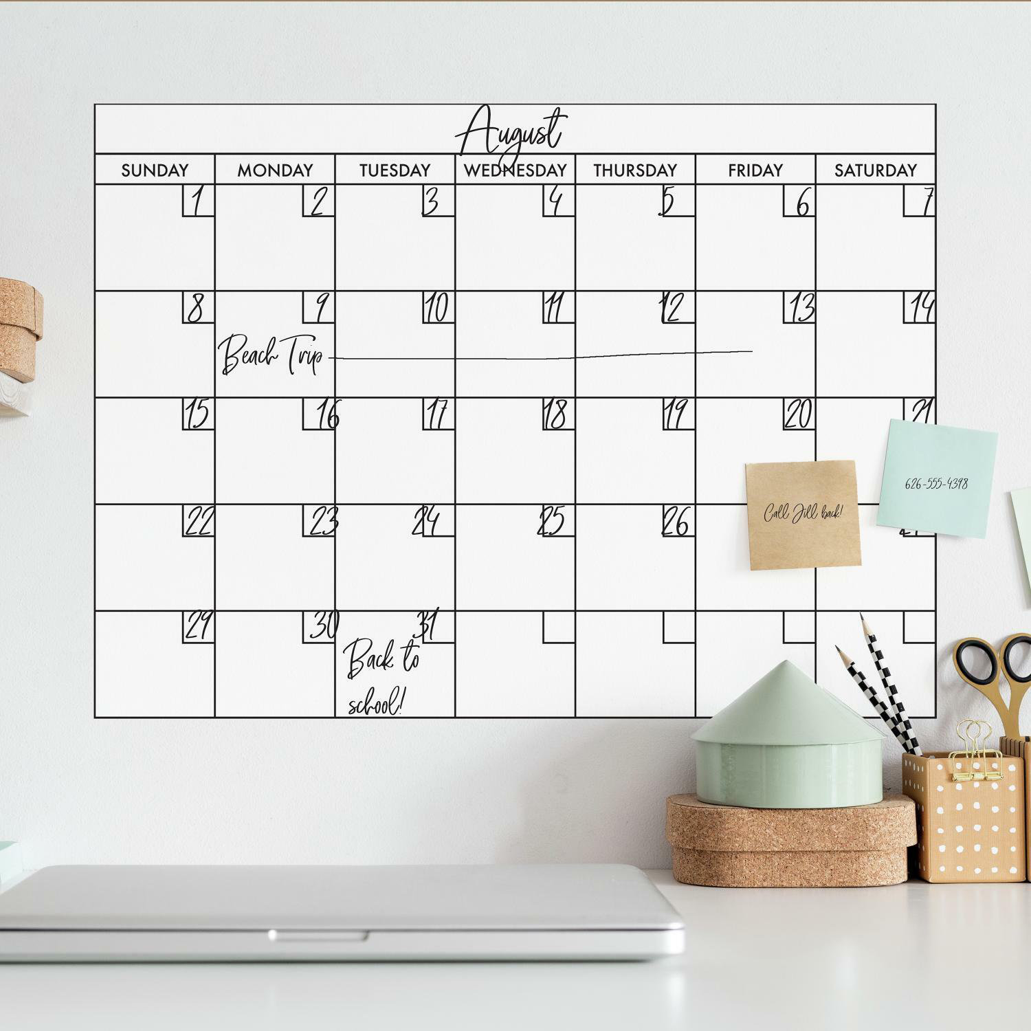 York Wallcoverings Basics dry erase calendar peel and stick giant wall ...