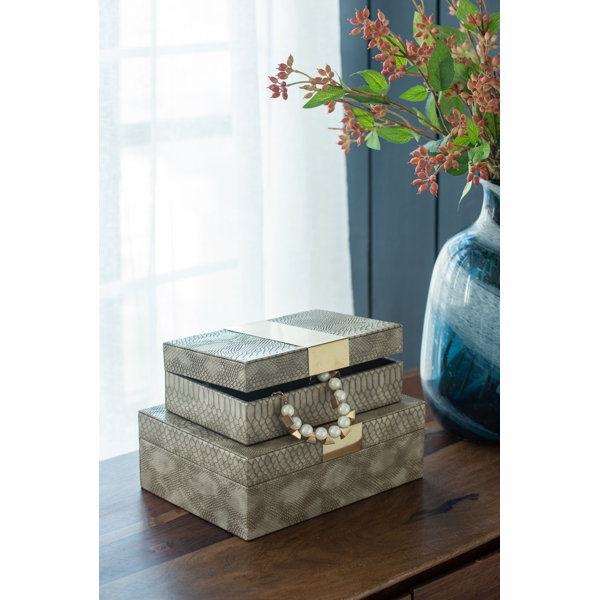 Willa Arlo Interiors Luella 2 Piece Banded Python Print Decorative Box ...
