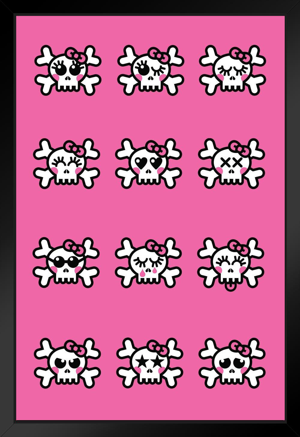 Trinx Emo Skulls Cute Pink Music Black Wood Framed Poster 14X20 ...
