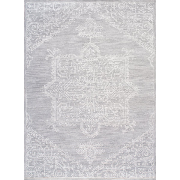 Pasargad Handmade Hand Tufted Wool Silver / Ivory Rug | Wayfair