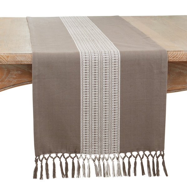 Saro Rectangular Floral Cotton Table Runner & Reviews | Wayfair