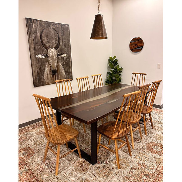 WoodenArtPro 87'' Acacia Solid Wood Dining Table | Wayfair