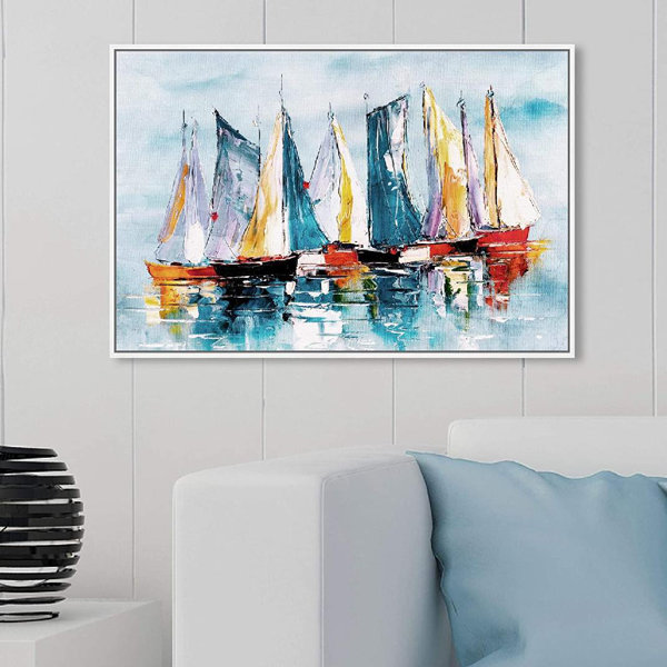 Max Furniture Beautiful Boat Day - Floater Frame Painting on Canvas ...