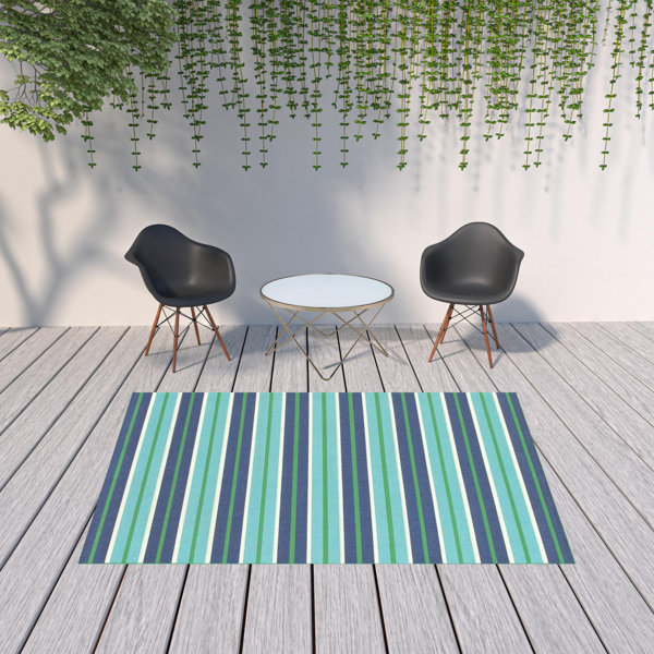 Rosecliff Heights Bagrat Blue/Green Indoor/Outdoor Rug | Wayfair