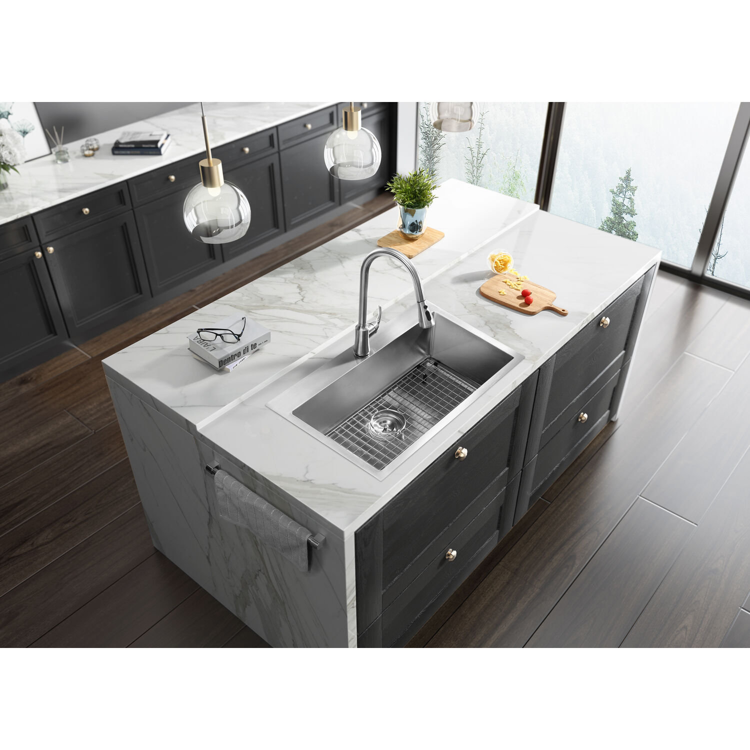 Hanover 25'' W Single Bowl Stainless Steel Flush Mount Kitchen Sink ...