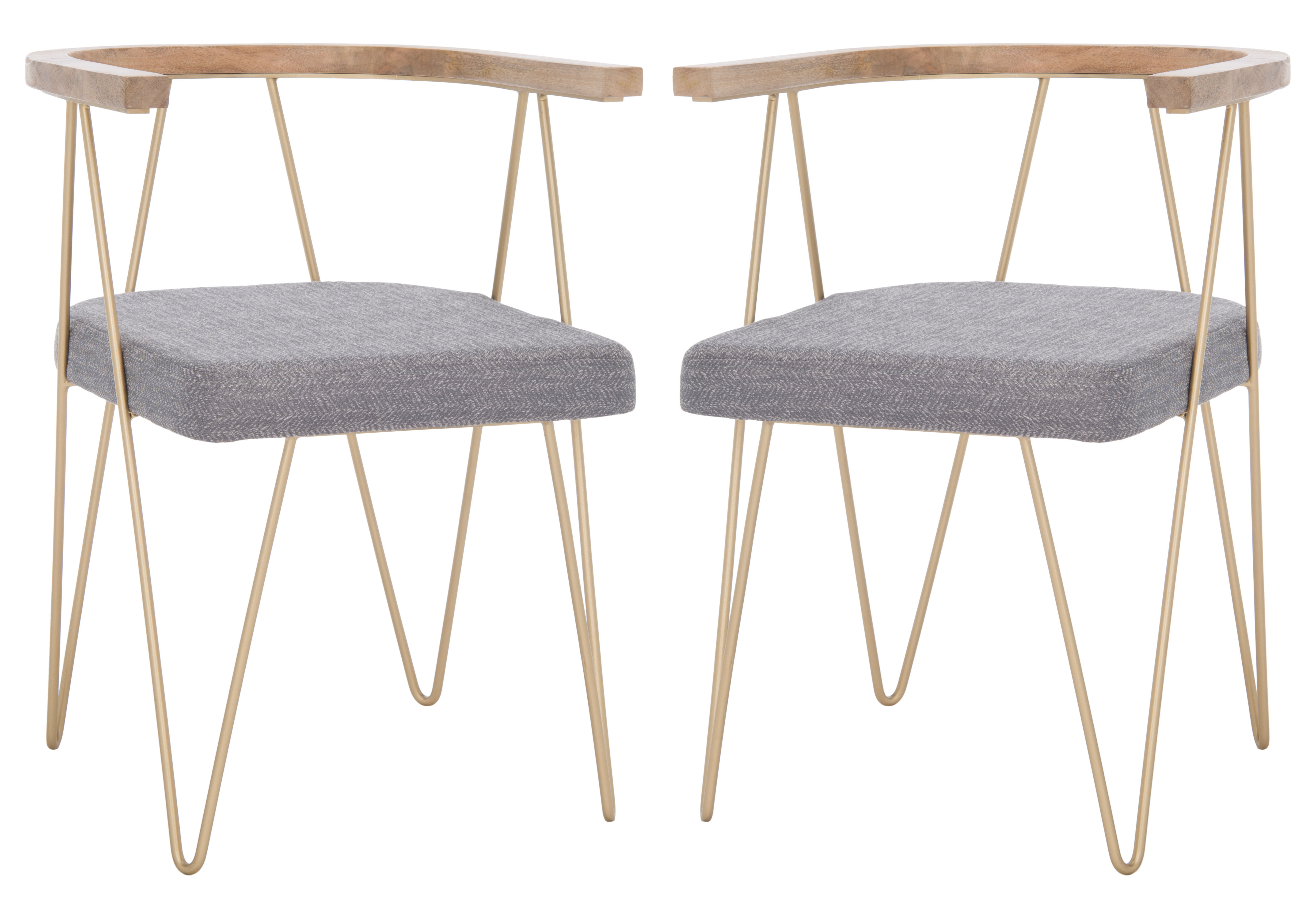 SafaviehCouture Krissy Cotton Low Back Arm Chair in Gold/Gray | Wayfair
