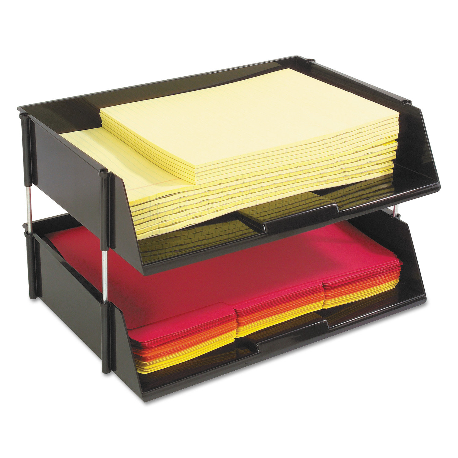 Deflecto Industrial Stacking Tray Set, Two-Tier, Plastic, Black | Wayfair