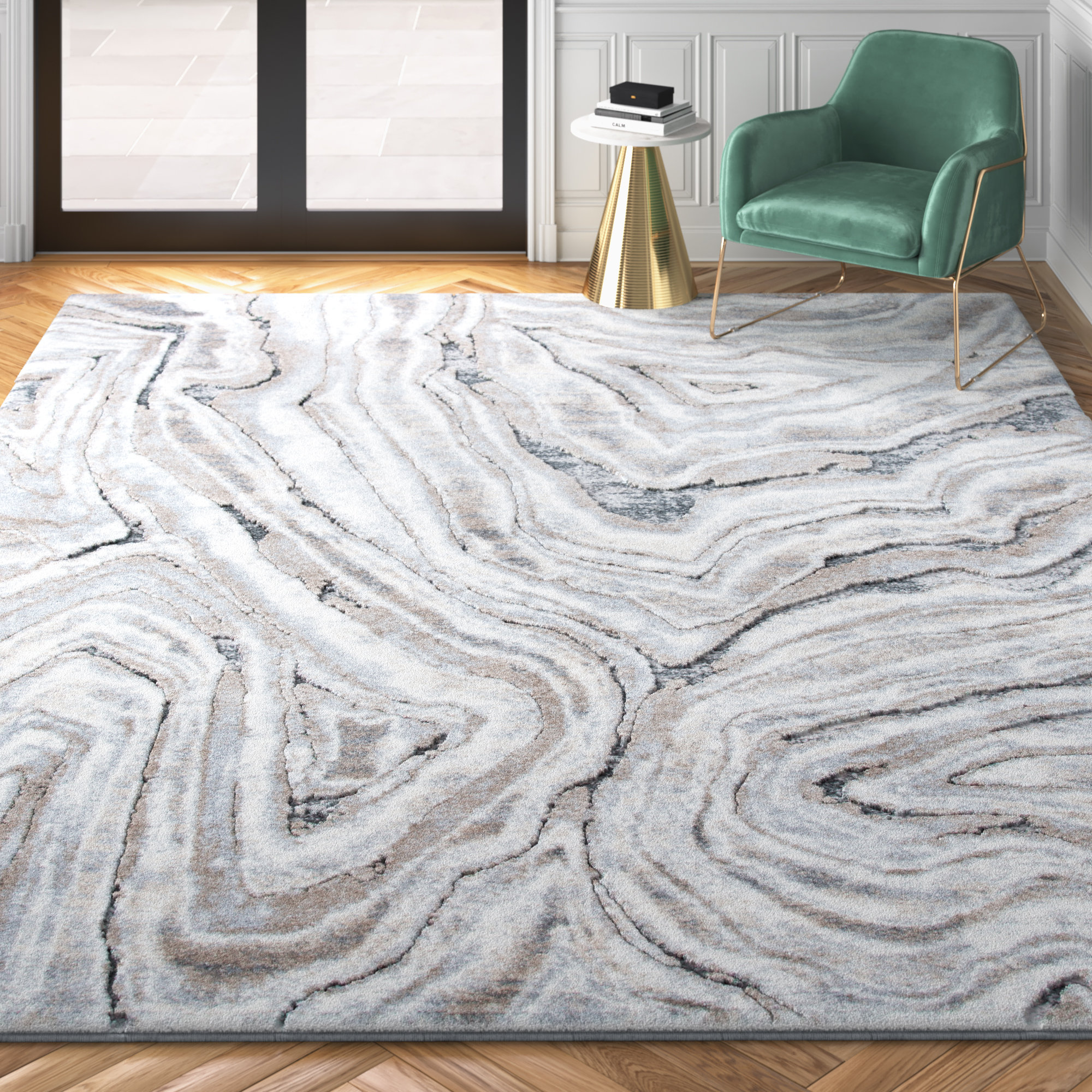 Etta Avenue™ Kash Beige/Gray Indoor/Outdoor Rug | Wayfair