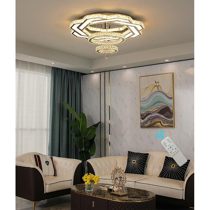 Rosdorf Park Eulean D32'' Big Crystal Ceiling Chandelier Bedroom Living ...