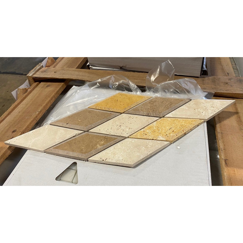 Stone & Tile Shoppe, Inc. Beveled Travertine Grid Mosaic Wall & Floor ...