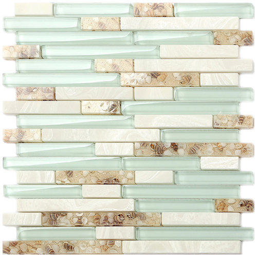 Blujellyfish Tiffany Blue Straight Edge Engineered Stone/Glass/Seashell ...