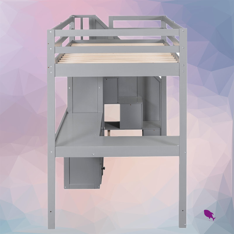 Harriet Bee Gillianne Kids Twin Loft Bed with Drawers | Wayfair