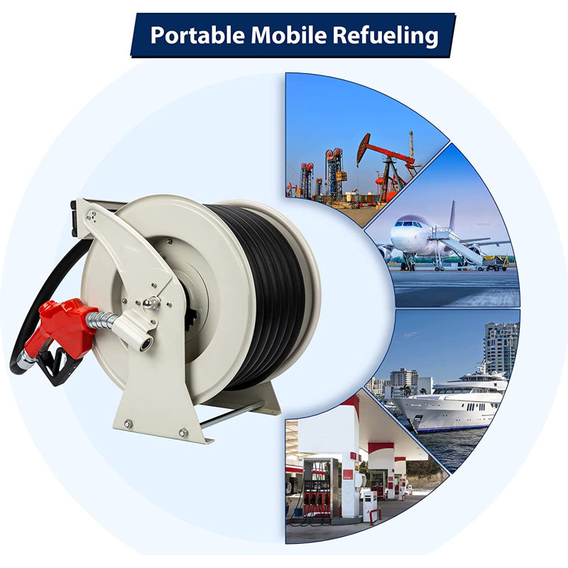 Domccy® Fuel Hose Reel 1" x 50' Spring Driven Retractable Diesel Hose ...