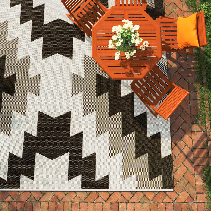 Sol 72 Outdoor™ Tuscany Geometric Black/Ivory/Yellow Indoor / Outdoor ...