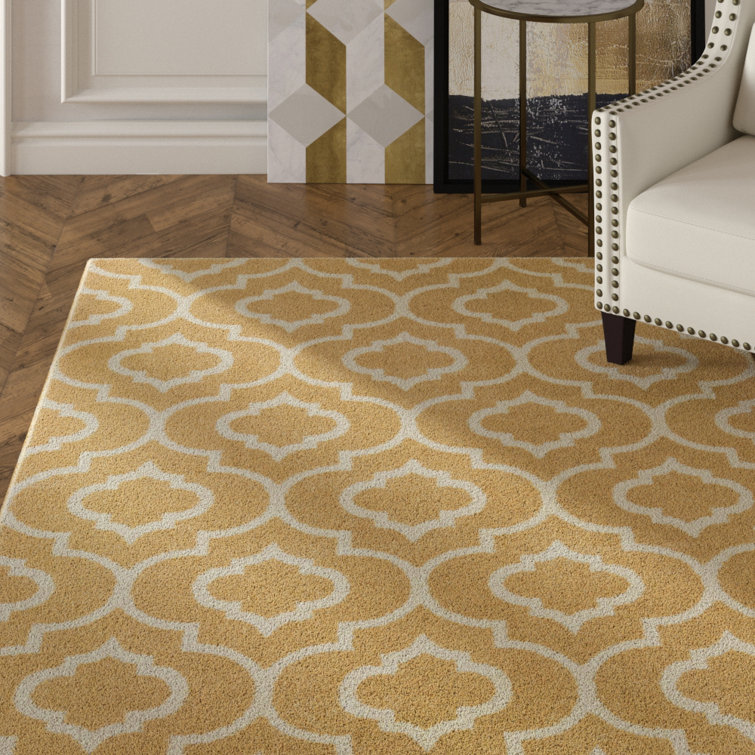 Mercer41 Tindley Geometric Gold/Ivory Rug | Wayfair