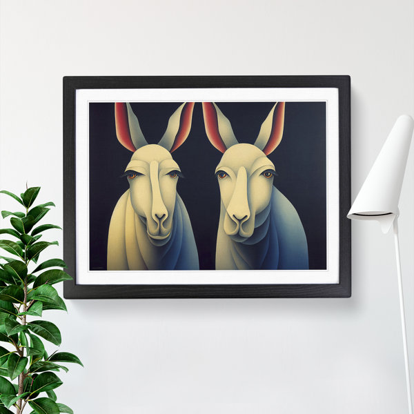 Brambly Cottage Symmetrical Donkeys - Single Picture Frame Graphic Art ...