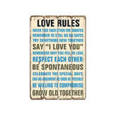 Millwood Pines Love Rules Wooden Sign Wall Décor | Wayfair