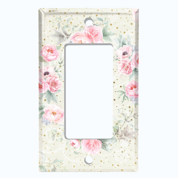 WorldAcc Rose Magnolia Flowers Wreath Polka Dot 1-Gang Rocker Wall ...