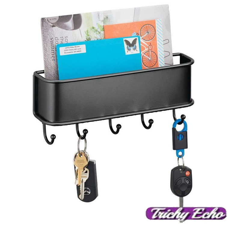 Trichy Echo Metal Wall Mail Organizer with Key Hooks | Wayfair