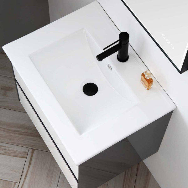 Blossom 24'' Wall Mounted Single Bathroom Vanity with Sink in Glossy ...