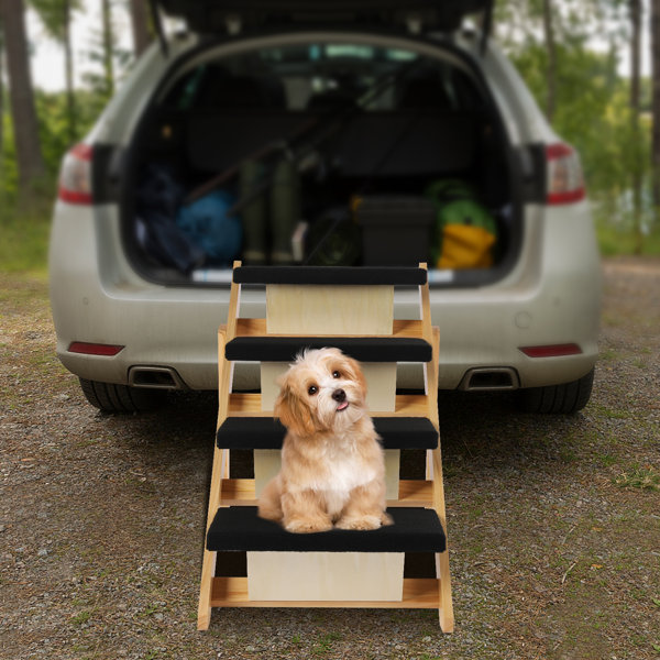 Tucker Murphy Pet™ Wooden Pet Stair Foldable 4 Levels Pet Stairs Ramp ...