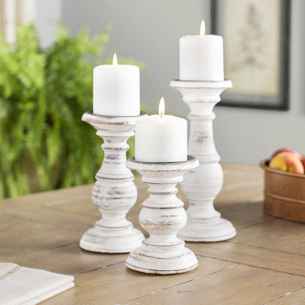 One Allium Way® 3 Piece Solid Wood Tabletop Candlestick Set & Reviews ...