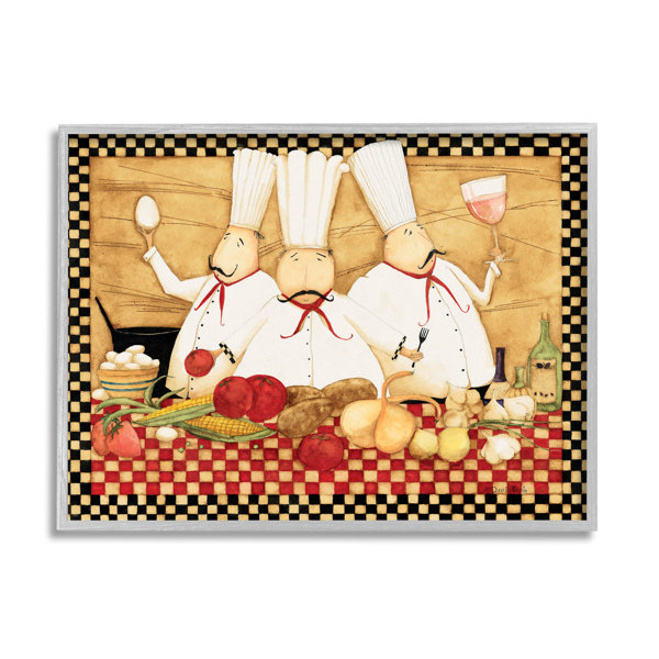 Stupell Industries Vintage Chefs Checkered Kitchen Framed On Wood by ...