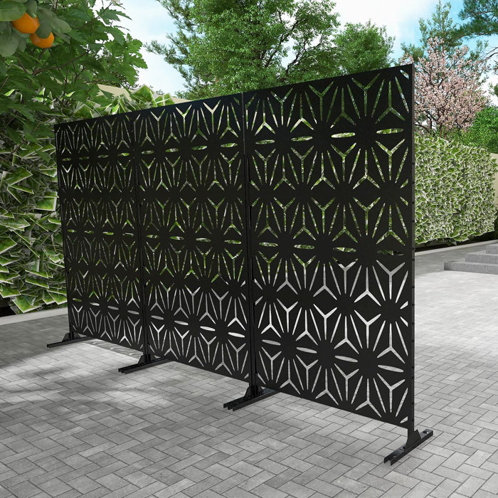 Symple Stuff 6 ft. H x 4 ft. W Stanaford Metal Privacy Screen & Reviews ...