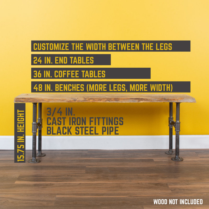 Williston Forge 3/4 In. Heavy Duty Industrial Pipe "H" Style Bench Leg ...