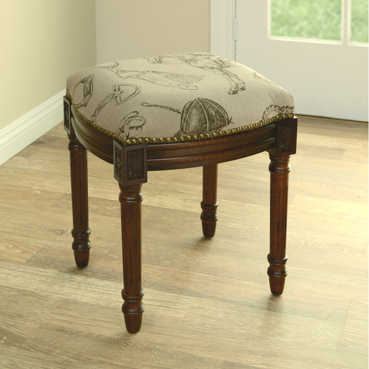 Charlton Home® Procter 19'' Tall Solid Wood Vanity Stool | Wayfair