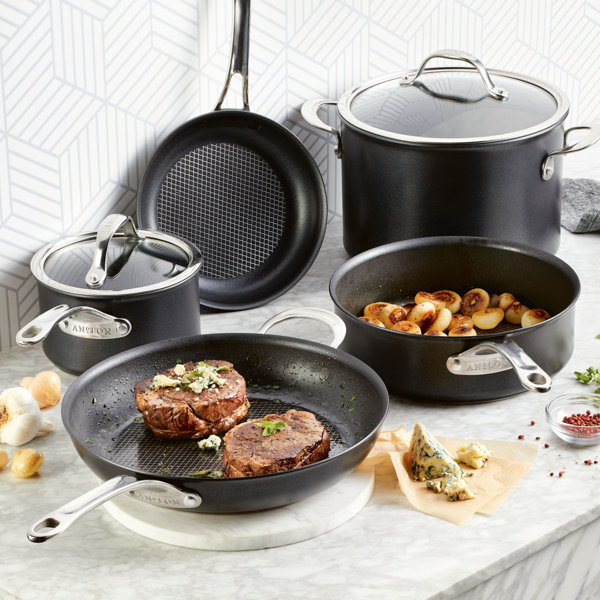 Anolon X Hybrid Nonstick Cookware Induction Pots and Pans Set, 7 Piece ...
