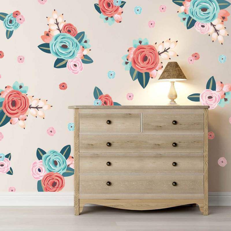Urban Walls 60 Piece Graphic Flowers Wall Decal Set & Reviews | Wayfair