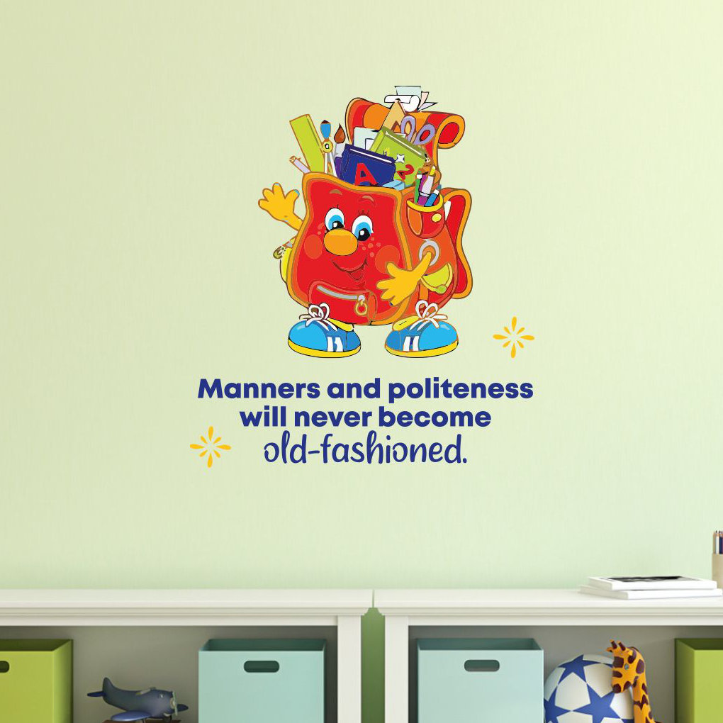 Zoomie Kids Manners Politeness Classroom Cartoon Quotes Wall Decal ...