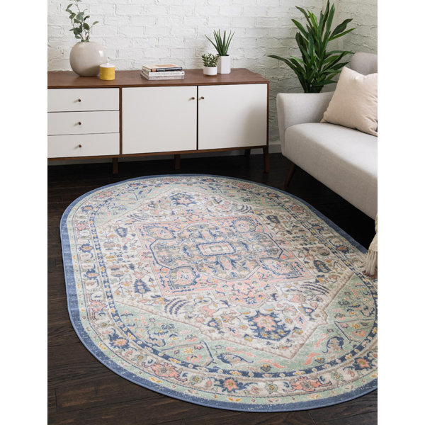 Bungalow Rose Orcon Performance Green/Pink Rug & Reviews | Wayfair