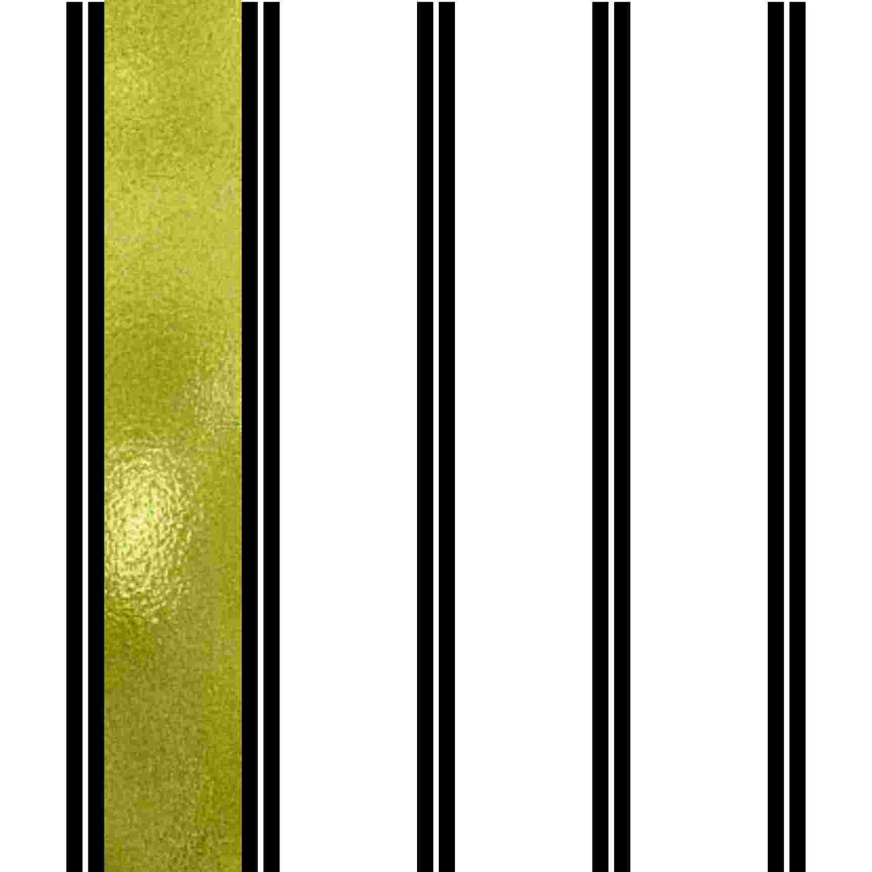 Mercer41 Asher Gold And Black Ticking Stripes - Wrapped Canvas Textual ...
