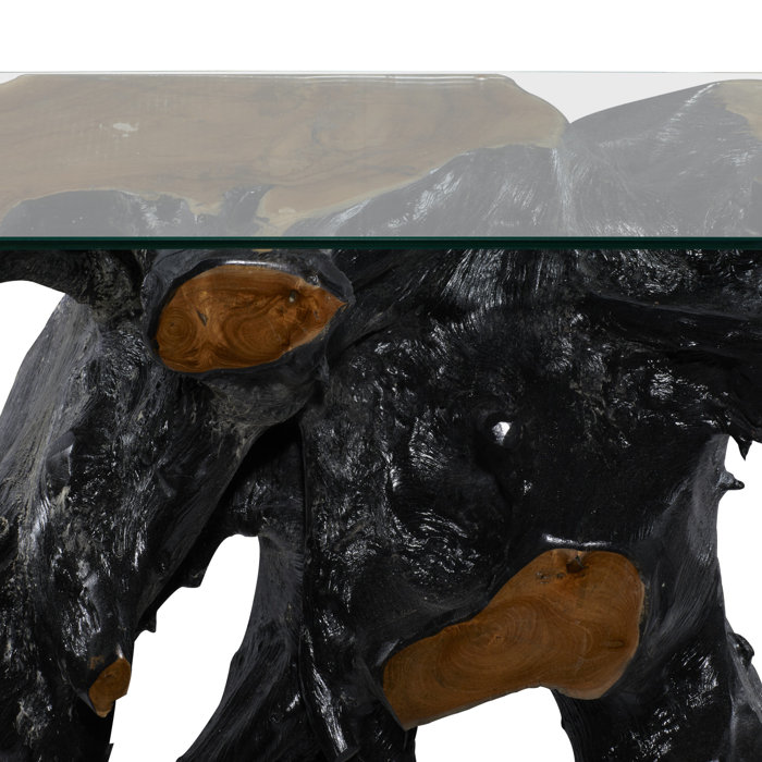 Loon Peak® Rocton Black Teak Wood Live Edge Tree Stump Console Table ...