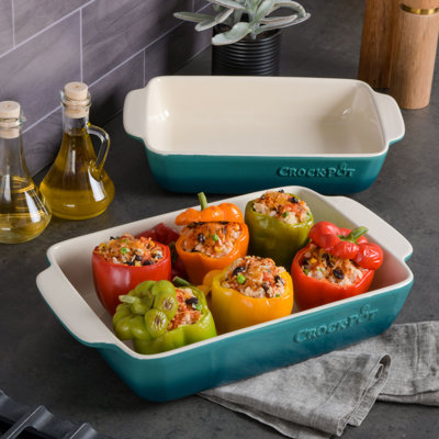 Crock-Pot 2 Piece Ceramic Bakeware Set, Red & Reviews | Wayfair