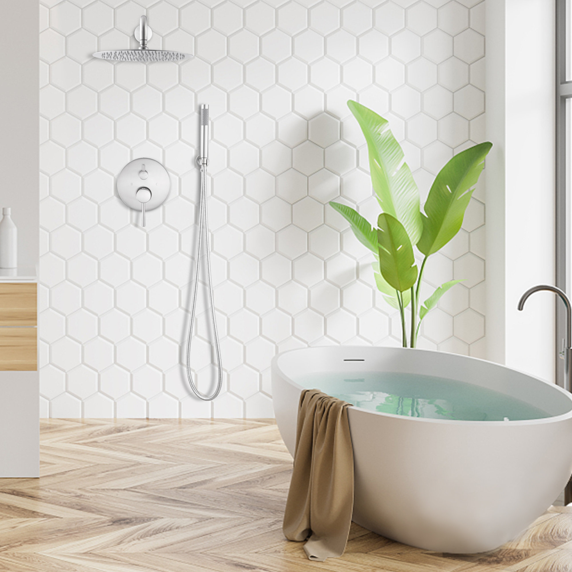 Mason&Mia Pressure Balance Shower System With Rough-in Valve, Wall ...