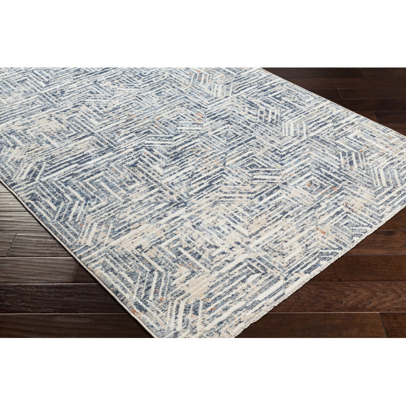 Steelside™ Levinson Performance Navy/Beige Rug & Reviews | Wayfair