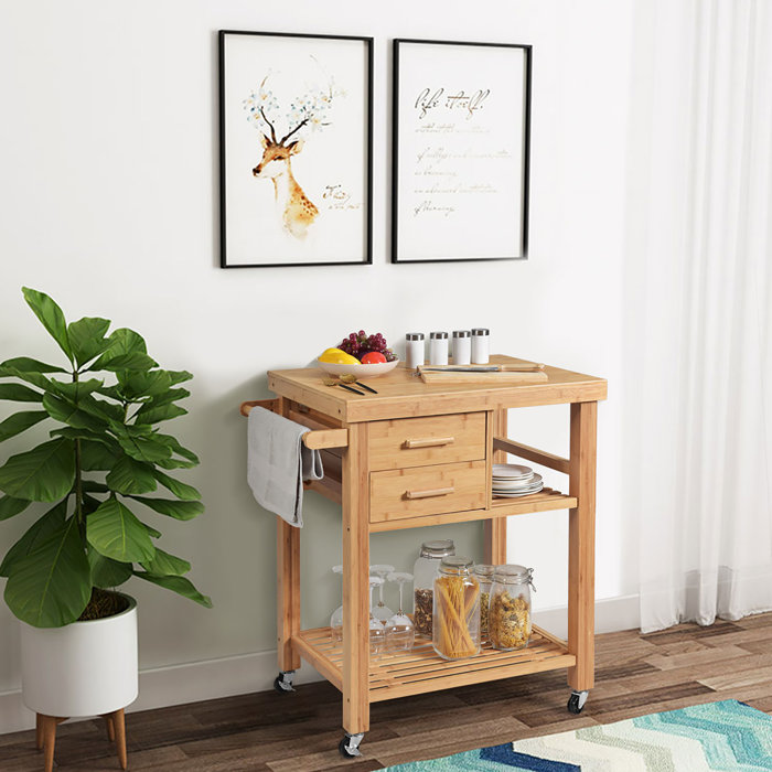 Loon Peak® Bamboo Kitchen Cart | Wayfair