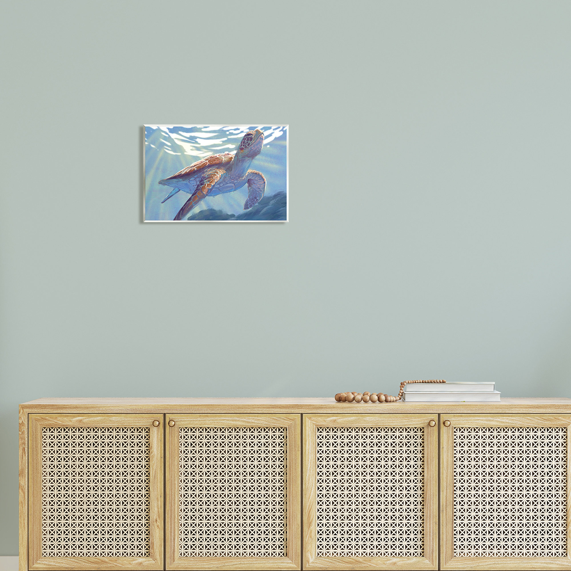 Stupell Industries Deep Ocean Sea Turtle by - Unframed Painting on MDF ...